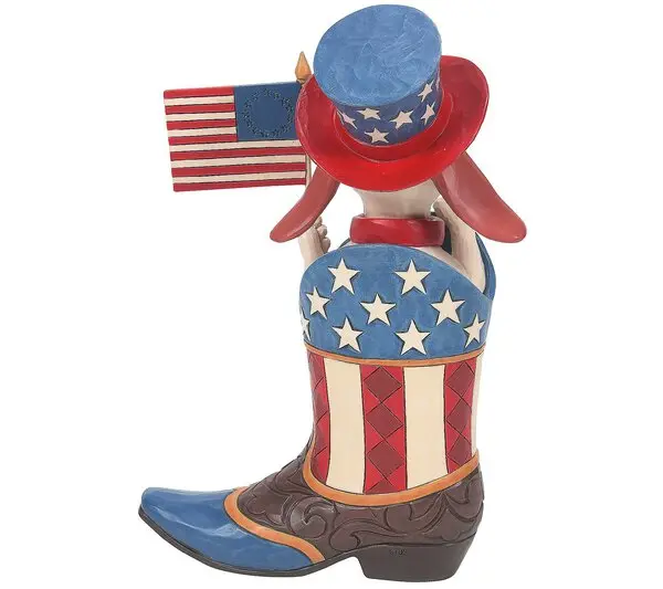 JIM SHORE Boot With Dog Holding Flag Figurine