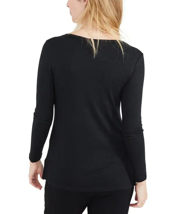 Hatch Collection Rib Henley Top - Black