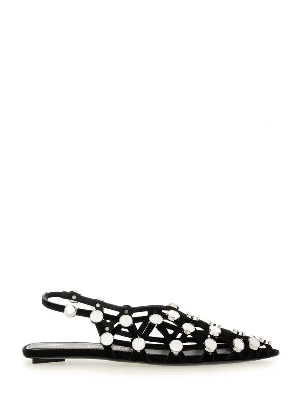 Attico Dancer Grid Slingback Flats - Black