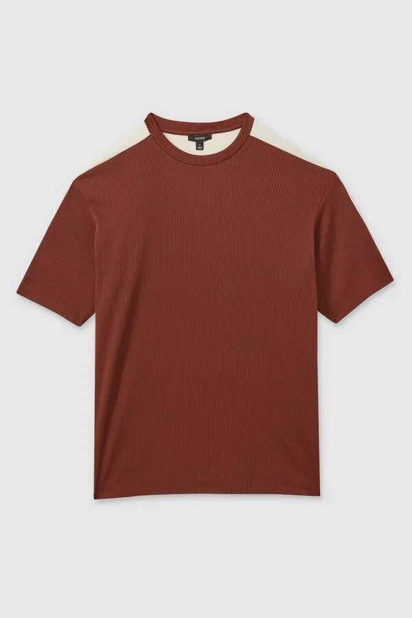 REISS Canyon Oversized Plisse Crew Neck T-shirt