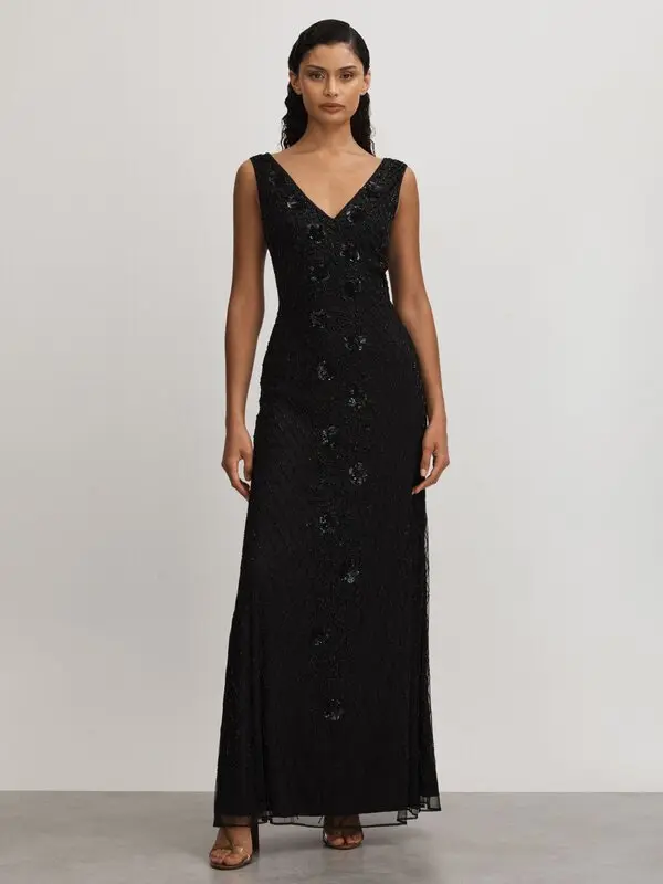 RAISHMA Embellished Mesh Maxi Dress