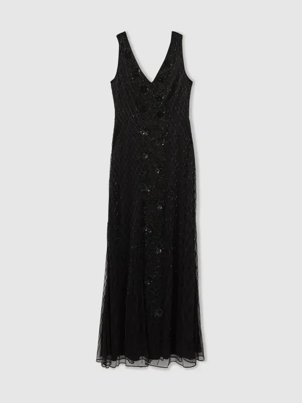 RAISHMA Embellished Mesh Maxi Dress