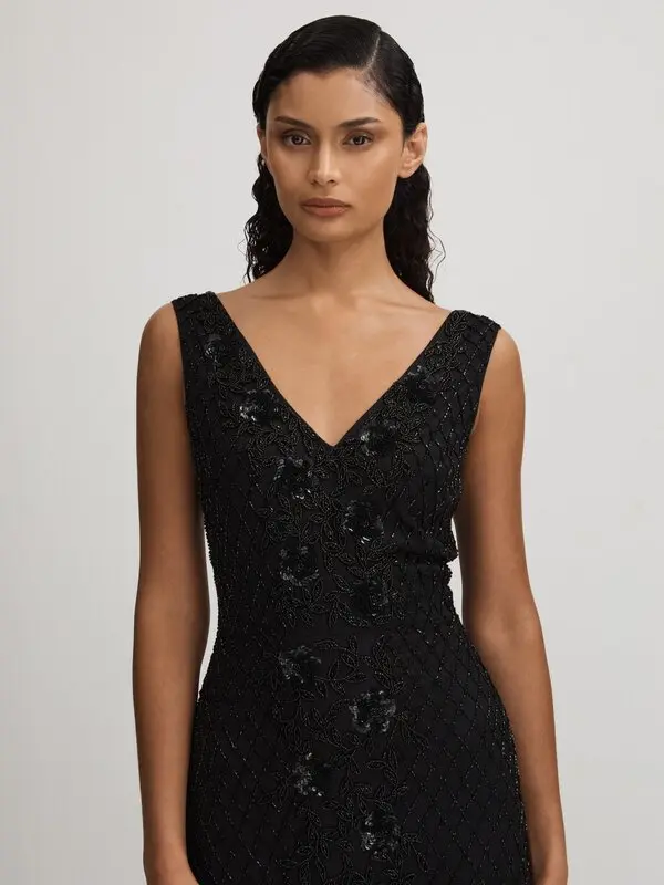 RAISHMA Embellished Mesh Maxi Dress