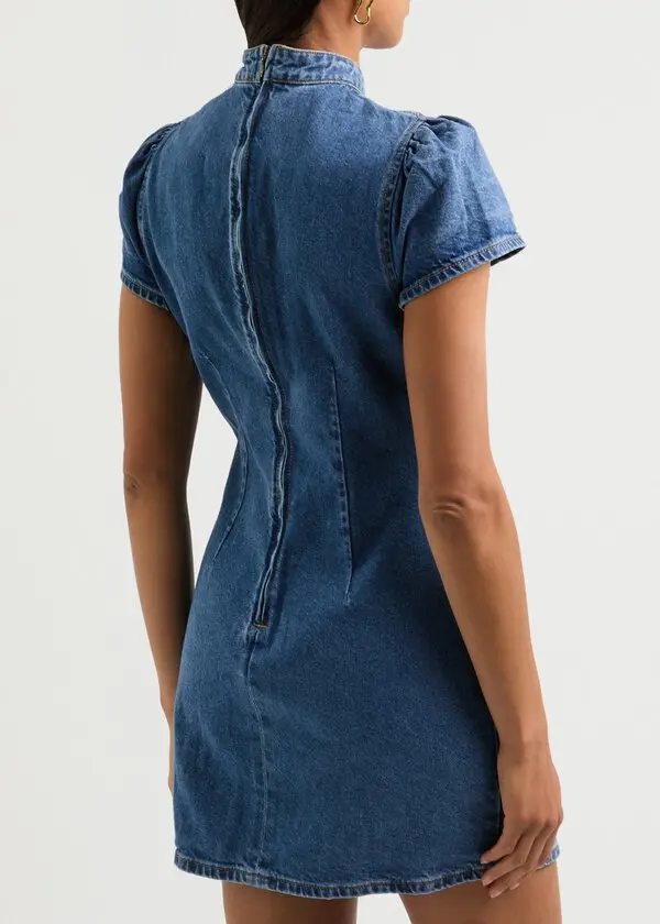 Kitri Harlow Floral Embroidered Mini Dress In Denim - 61% Off | Editorialist