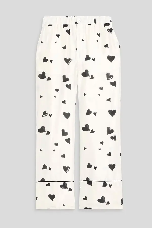 Marni Printed Silk-habotai Straight-leg Pants - Ivory
