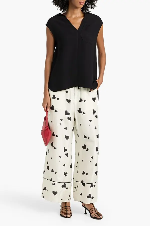 Marni Printed Silk-habotai Straight-leg Pants - Ivory