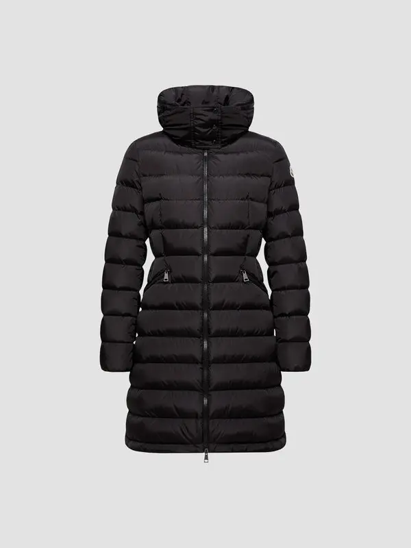 Moncler Flammette Fitted Long Down Coat