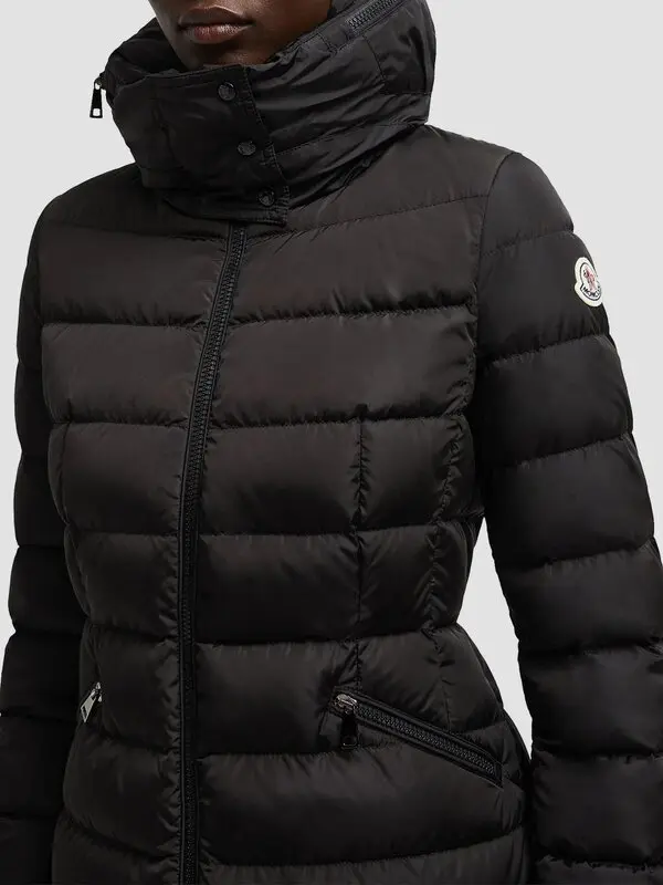 Moncler Flammette Fitted Long Down Coat