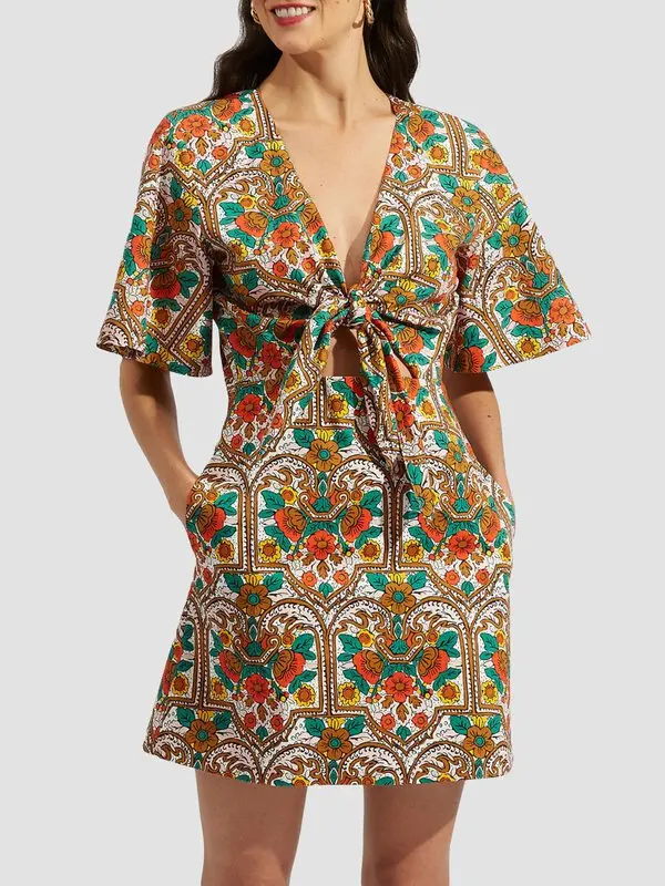 La DoubleJ Peek-a-boo Mini Dress - Corte White Rust