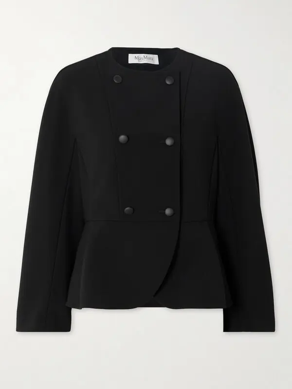 Max Mara Fronda Double-breasted Stretch-crepe Peplum Jacket