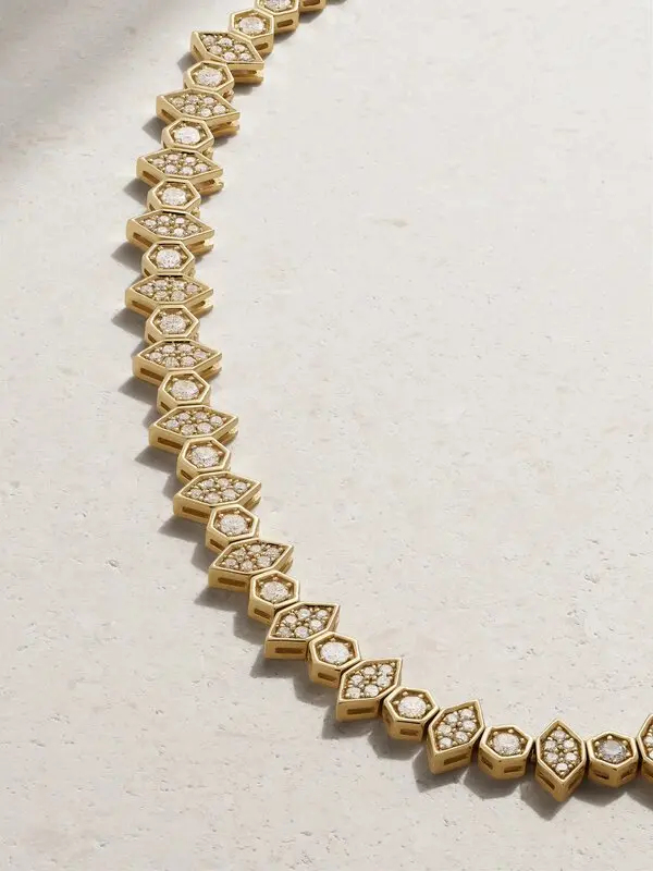 KOLOURS JEWELRY Hexagon Extra Large 18-karat Diamond Necklace