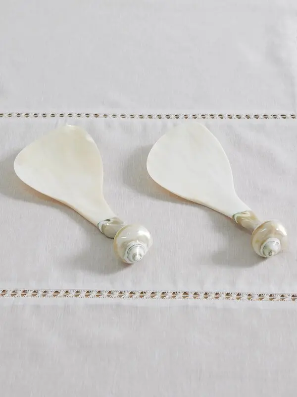 GOHAR WORLD Set Of Two Mother-of-pearl Salad Servers - Off-white