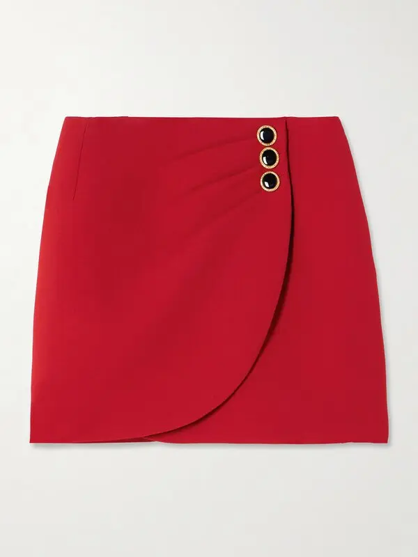 Alessandra Rich Wrap-effect Wool Mini Skirt