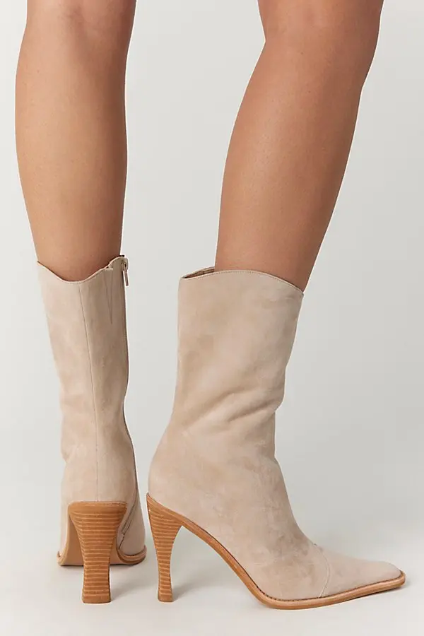 Jeffrey Campbell Sweet Talker Snip Toe Boots - Ice Suede Silver