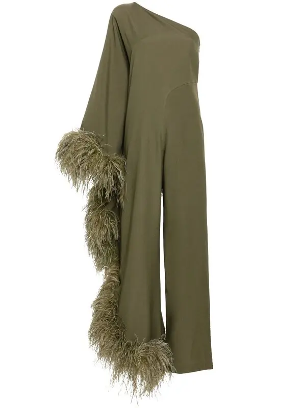 TALLER MARMO Ebro Feather-trim Jumpsuit - Green