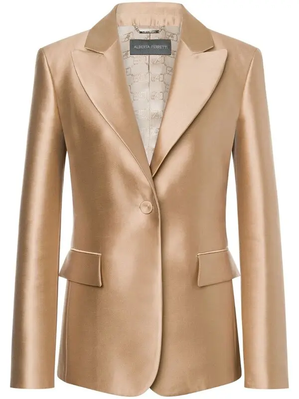 Alberta Ferretti Single-breasted Satin Blazer - Neutrals