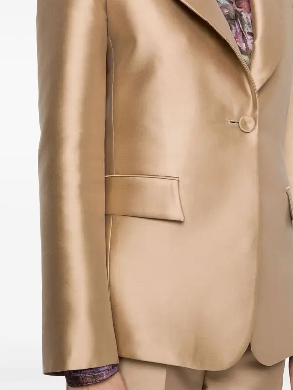 Alberta Ferretti Single-breasted Satin Blazer - Neutrals
