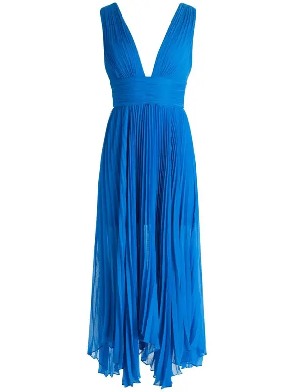 Alice + Olivia Adrianna Pleated Maxi Dress - Blue | Editorialist