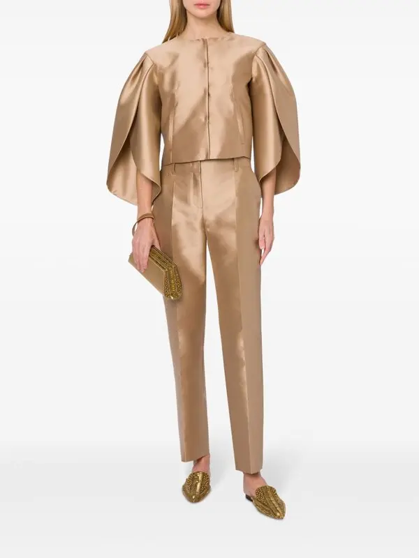 Alberta Ferretti Petal-sleeve Mikado Jacket - Neutrals