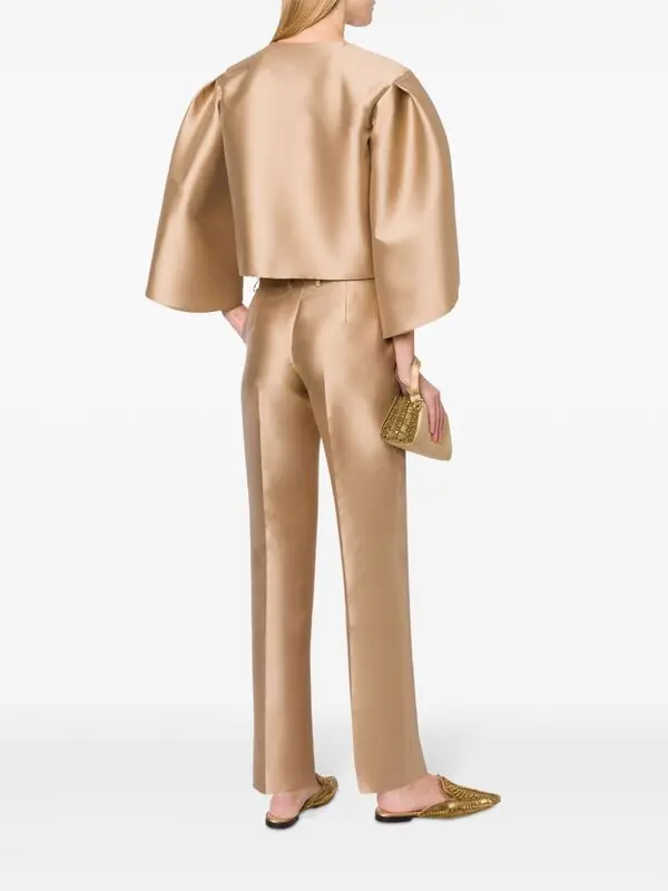 Alberta Ferretti Petal-sleeve Mikado Jacket - Neutrals