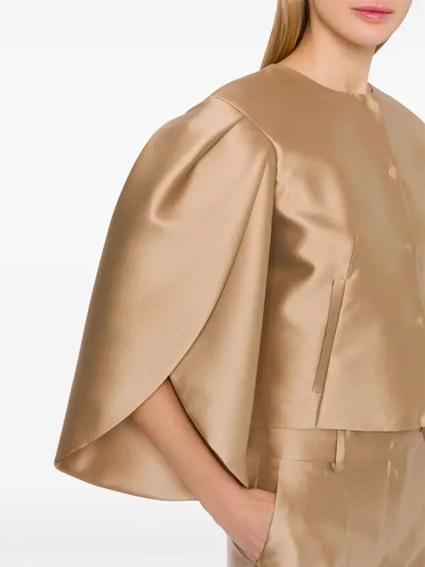 Alberta Ferretti Petal-sleeve Mikado Jacket - Neutrals