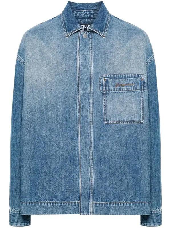 Jacquemus La Chemise Logo-embroidered Denim Shirt - Blue