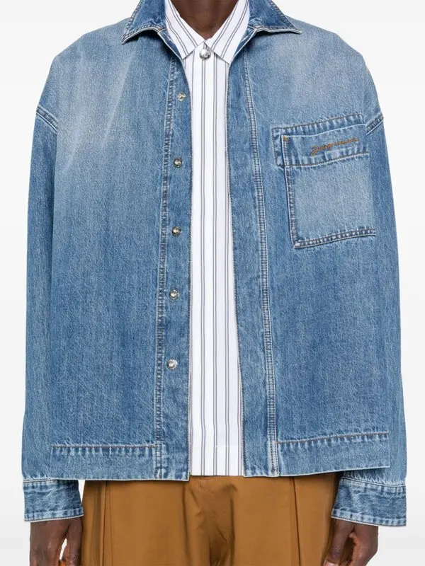 Jacquemus La Chemise Logo-embroidered Denim Shirt - Blue