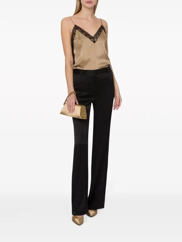 Alberta Ferretti Lace-trim Satin Blouse - Neutrals