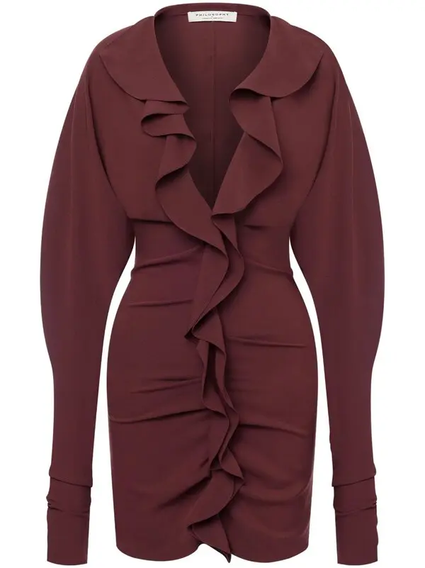 Philosophy Di Lorenzo Serafini V-neck Ruffled Mini Dress