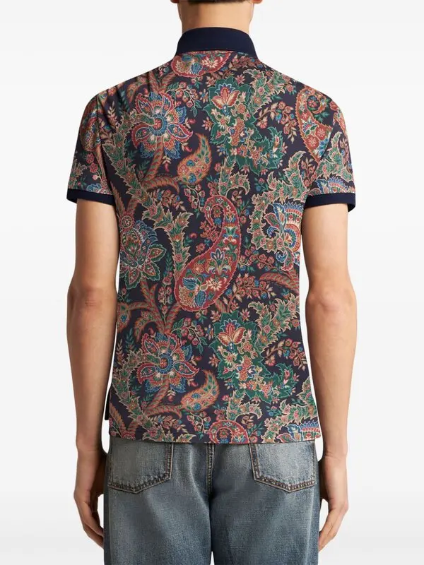Etro Floral Paisley Print Polo Shirt - Blue