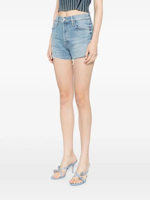 MOTHER Tomcat Kick Raw-cut Denim Shorts