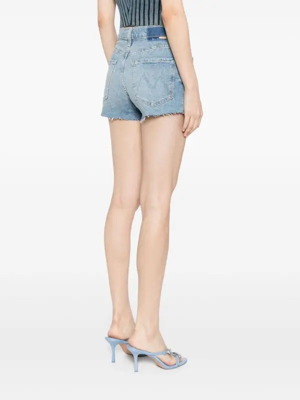 MOTHER Tomcat Kick Raw-cut Denim Shorts