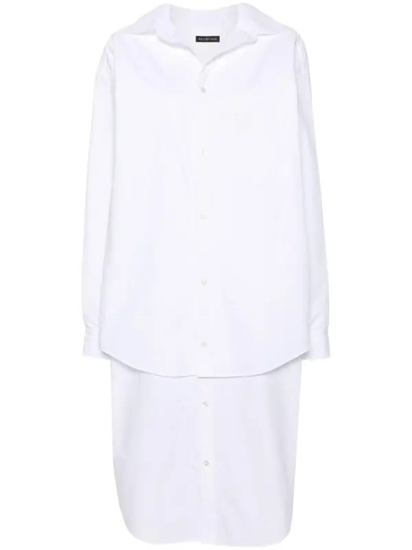 Balenciaga Embroidered-logo Layered Shirt Dress
