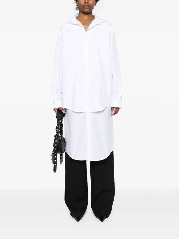 Balenciaga Embroidered-logo Layered Shirt Dress