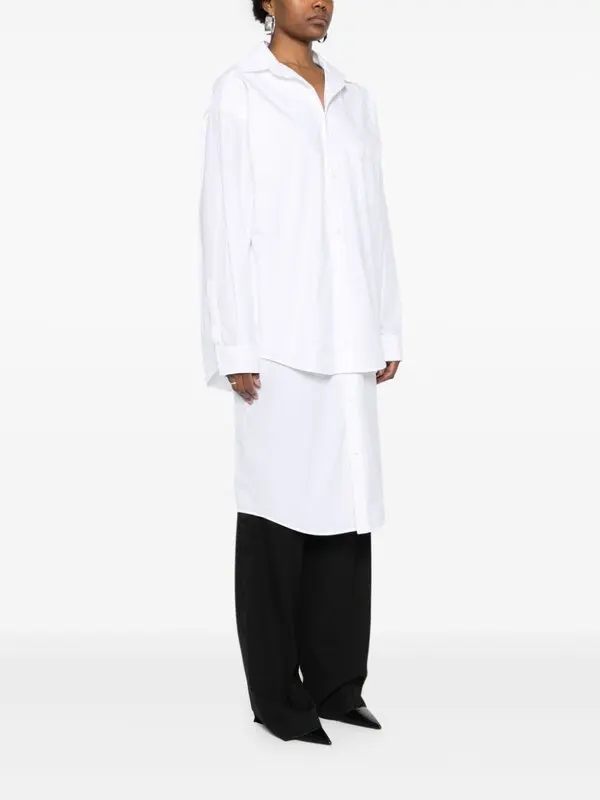 Balenciaga Embroidered-logo Layered Shirt Dress