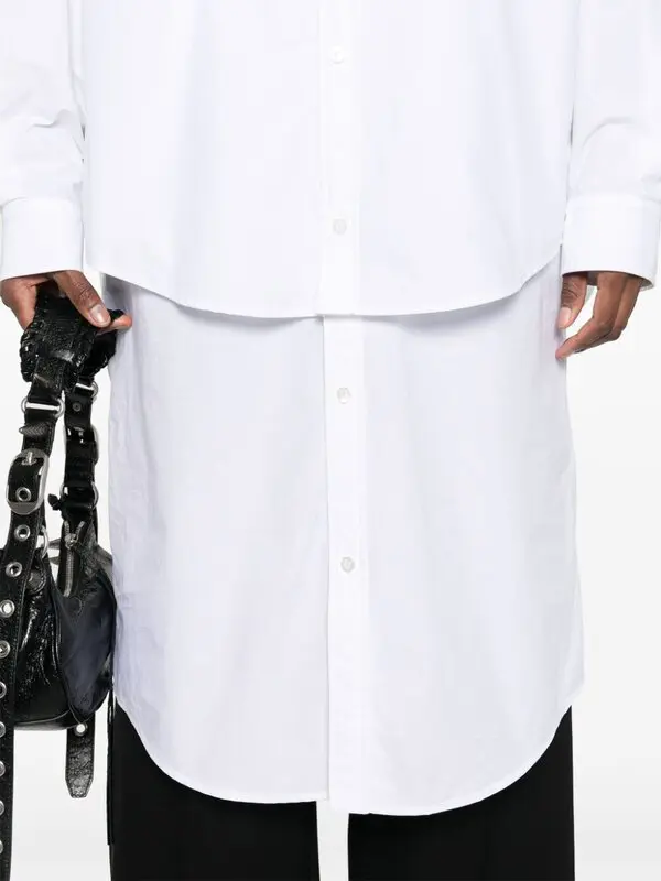 Balenciaga Embroidered-logo Layered Shirt Dress