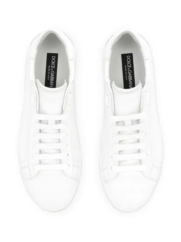Dolce & Gabbana Portofino Vintage Leather Sneakers - White