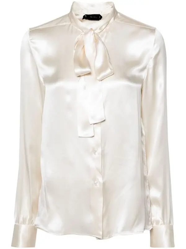 TOM FORD Pussy-bow Silk Shirt - Neutrals