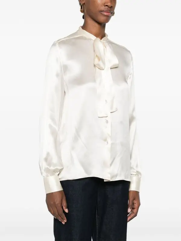 TOM FORD Pussy-bow Silk Shirt - Neutrals