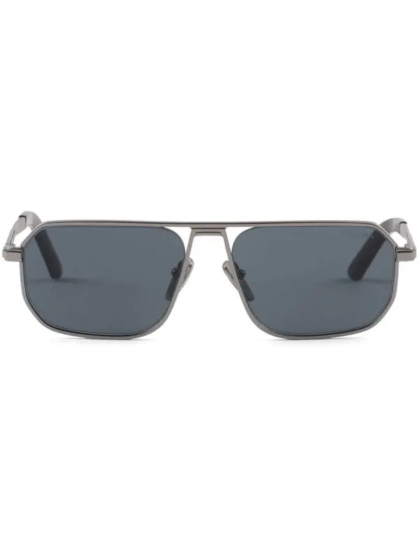 Prada Logo-engraved Geometric Sunglasses - Silver
