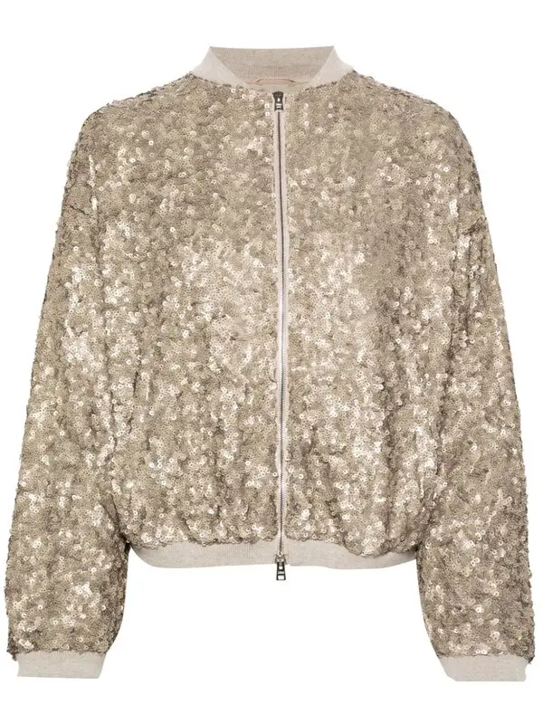 Herno Sequin-embellished Bomber Jacket - Gold