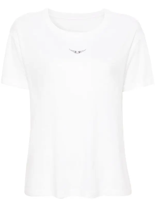 Zadig&Voltaire Marta Short Sleeve T-shirt With Zv Wings Embellishment - White