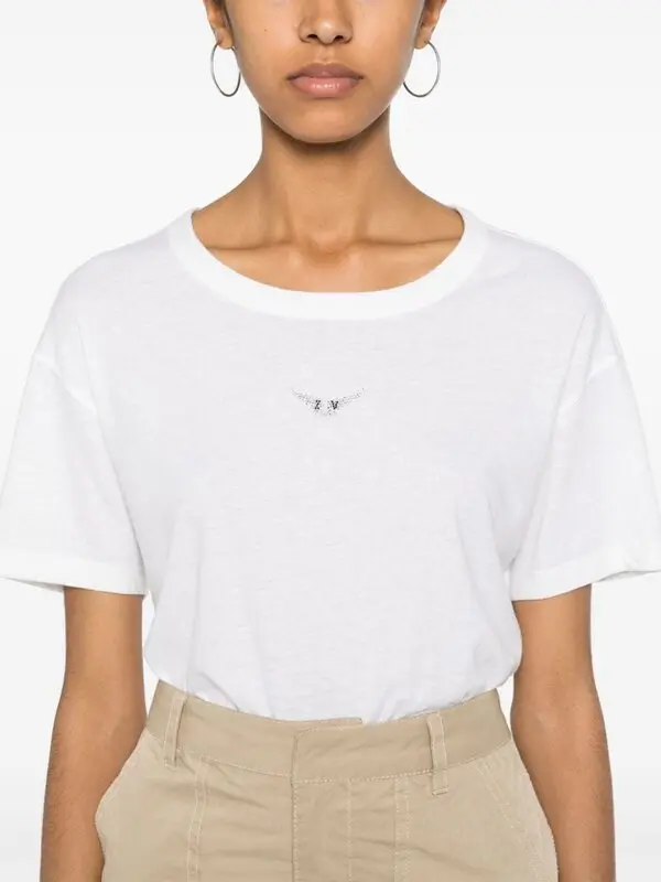 Zadig&Voltaire Marta Short Sleeve T-shirt With Zv Wings Embellishment - White
