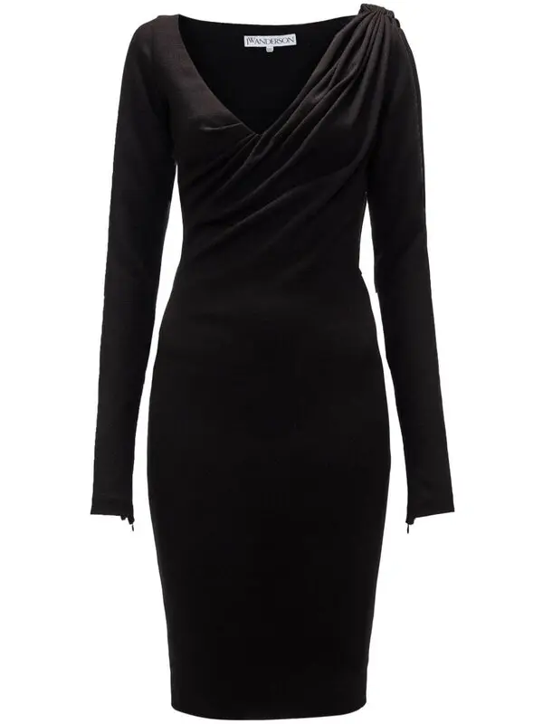 JW Anderson V-neck Midi Dress - Black