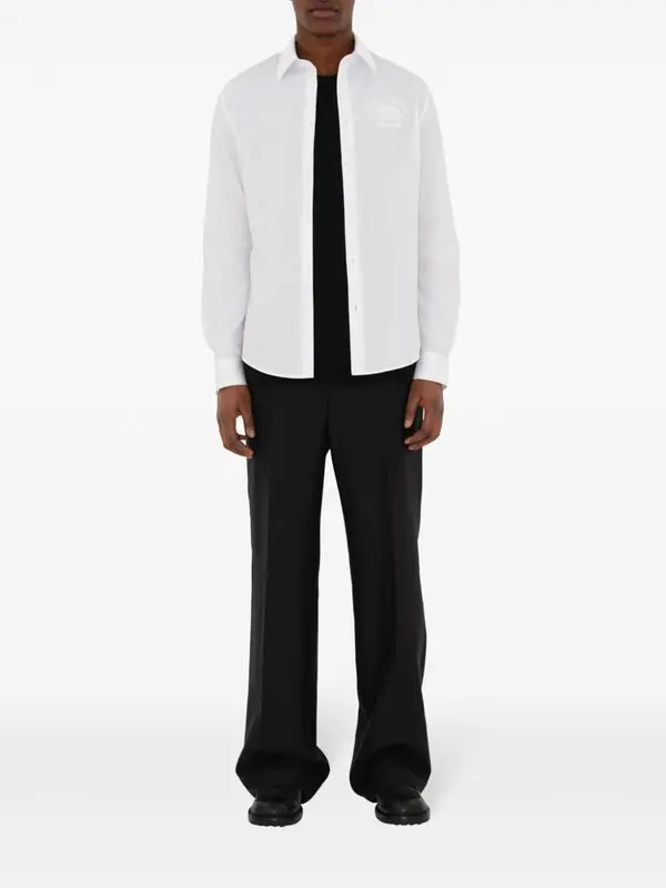 Burberry Ekd-embroidered Cotton Shirt - White