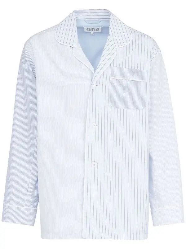 MAISON MARGIELA Striped Cotton Pajama Shirt - Blue