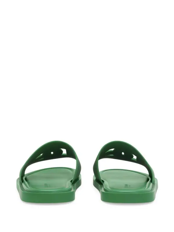 Dolce & Gabbana Logo-embossed Cut-out Slides - Green