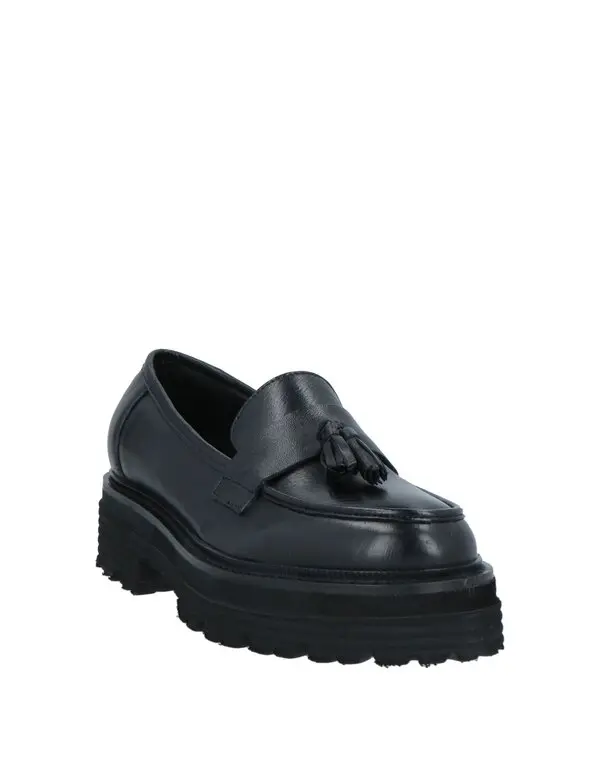 CAFÈNOIR Leather Loafers With Tassels And Block Heel