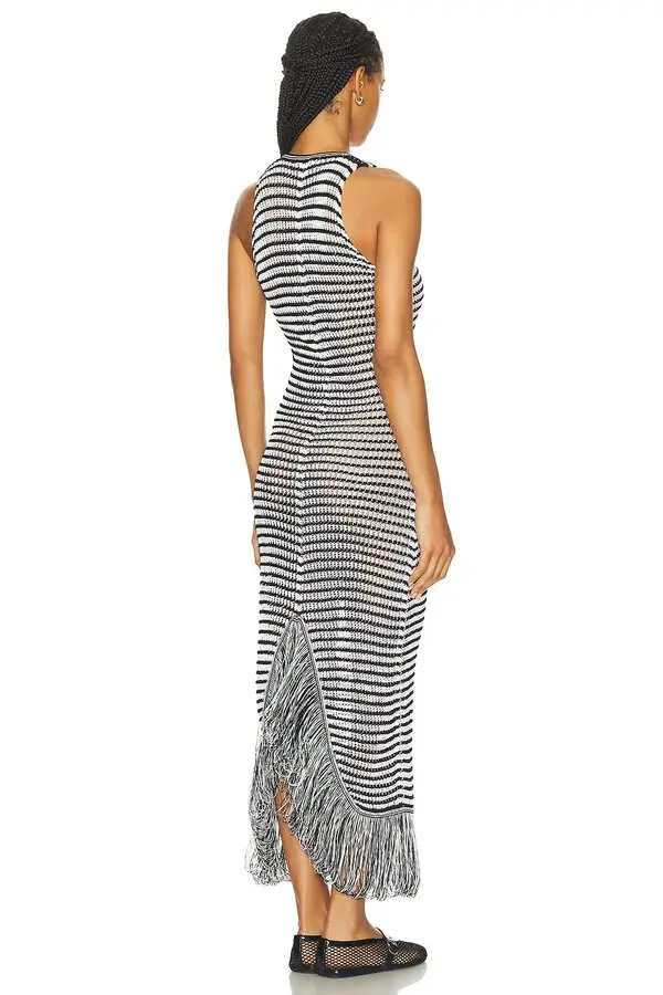 alaia crochet dress Crochet knit-paneled midi dress - black