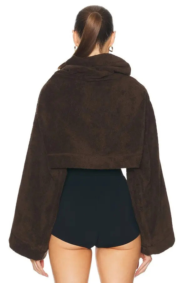 Alaïa Cropped Hoodie In Brown